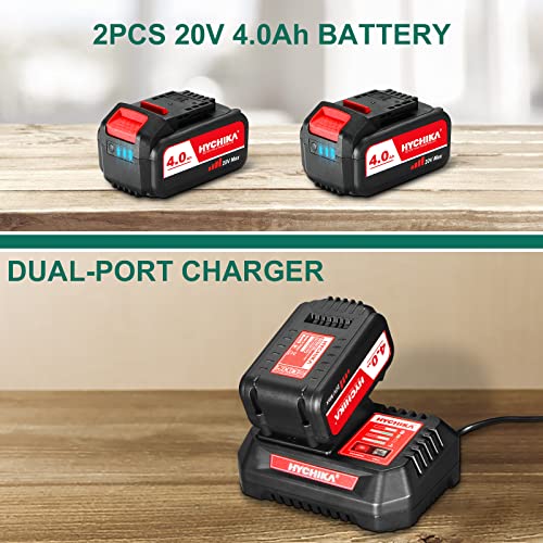 HYCHIKA 40V Cordless Leaf Blower Brushless,453CFM 131MPH Variable Speed 22500RPM,Electric Leaf Blower+2PCS 4.0Ah Li-ion Batteries & Charger,Handheld Sweeper for Blowing Leaves,Dust,Debris,Snow Blower