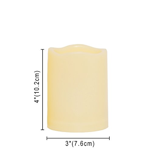 2 Waterproof Outdoor Battery Operated Flameless LED Pillar Candles with Timer Flickering Plastic Resin Electric Decorative Light for Lantern Patio Garden Home Decor Party Wedding Decoration 3x4 Inches