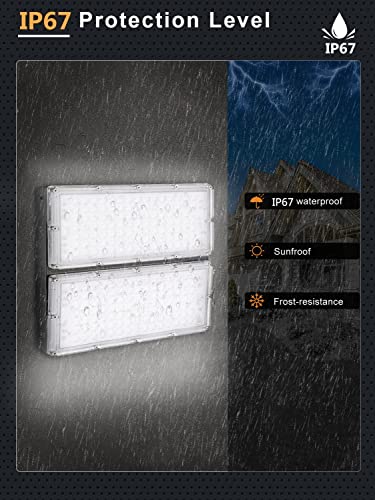 Ankishi 200W LED Flood Lights Outdoor, Waterproof IP67 20000LM Security Floodlights with 2 Adjustable Modules, 6500K Daylight White Outdoor Work Light for Garden, Yard, Stadium, Warehouse, Square