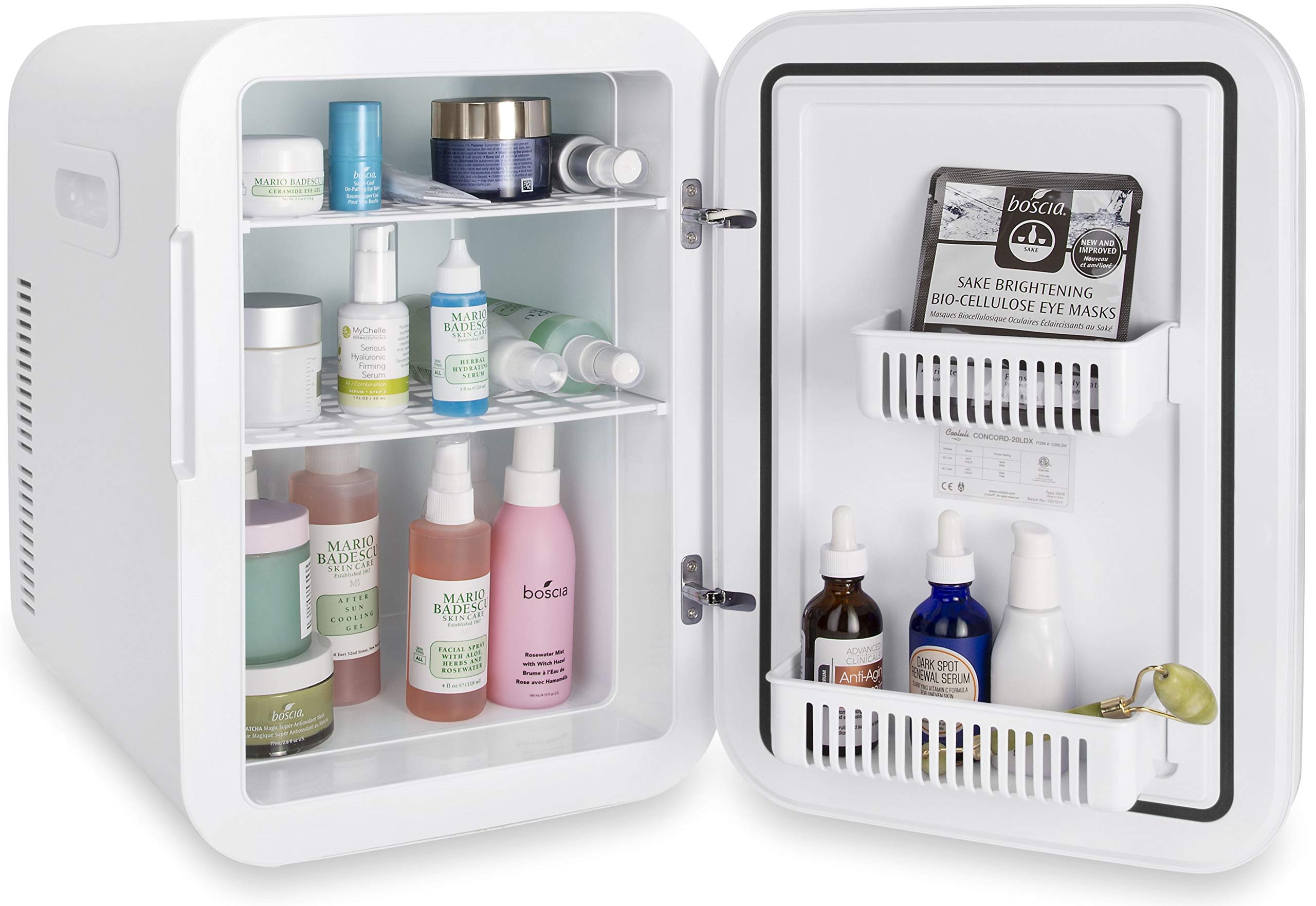 Cooluli 20L Mini Fridge For Bedroom - Car, Office Desk & College Dorm Room - Glass Front & Digital Temperature Control - 12v Small Refrigerator for Food, Drinks, Skincare, Beauty & Breast Milk (Black)