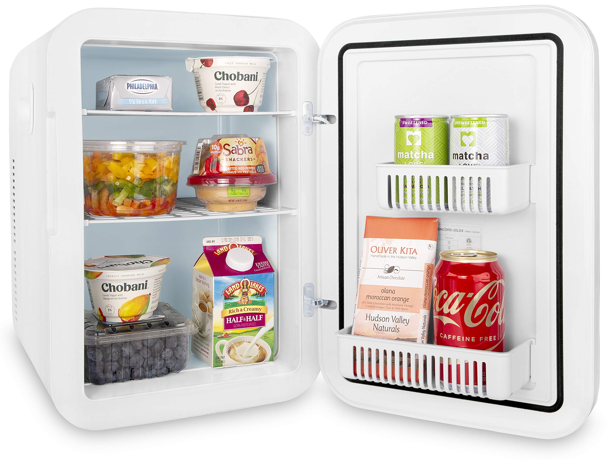 Cooluli 20L Mini Fridge For Bedroom - Car, Office Desk & College Dorm Room - Glass Front & Digital Temperature Control - 12v Small Refrigerator for Food, Drinks, Skincare, Beauty & Breast Milk (Black)