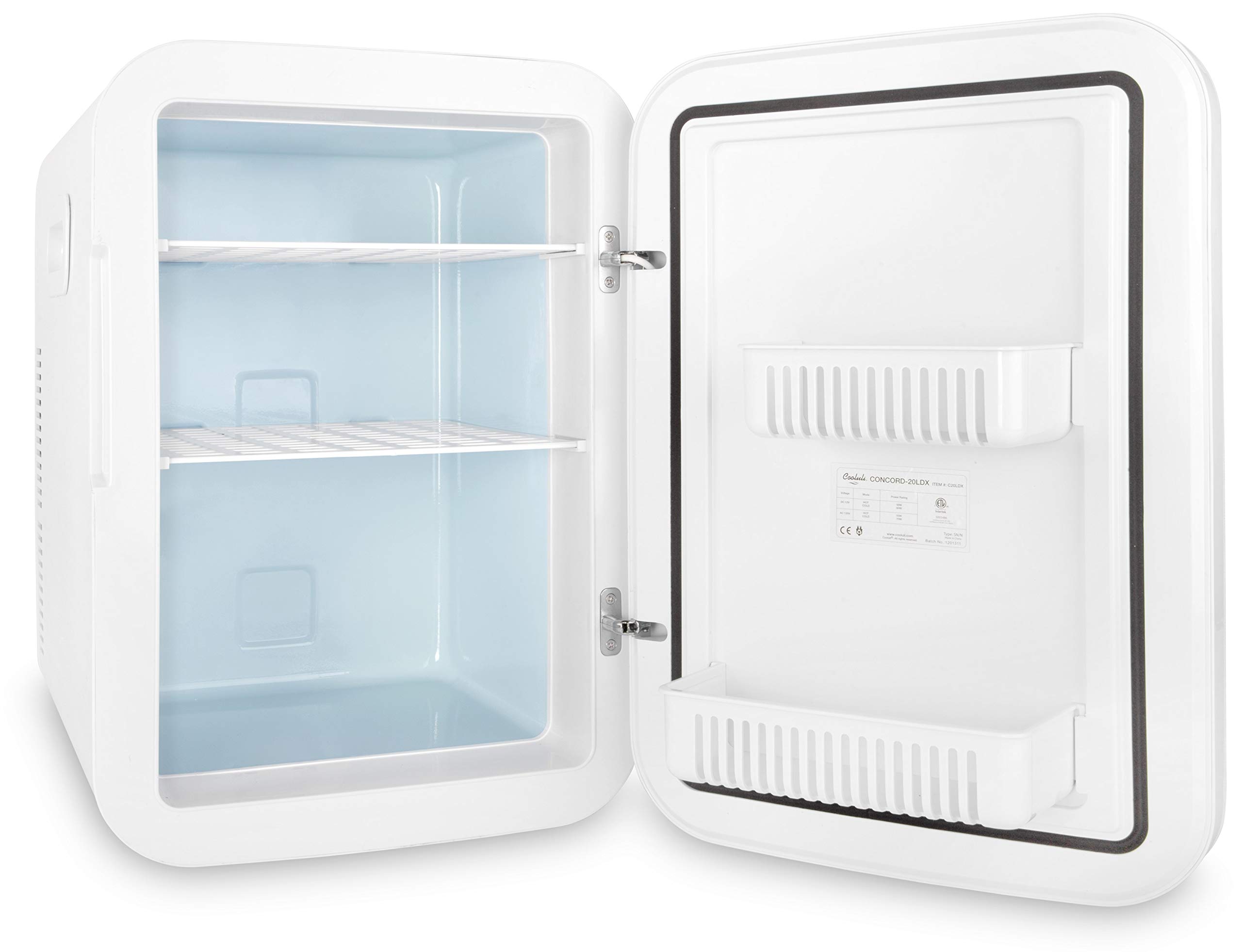 Cooluli 20L Mini Fridge For Bedroom - Car, Office Desk & College Dorm Room - Glass Front & Digital Temperature Control - 12v Small Refrigerator for Food, Drinks, Skincare, Beauty & Breast Milk (Black)