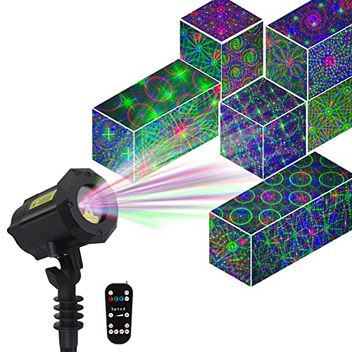 Lunhoo 16 Patterns Christmas Moving Laser Lights, RGB Outdoor Laser Projector, Garden Christmas Decorative Lights for Indoor, Outdoor, Home, Garden