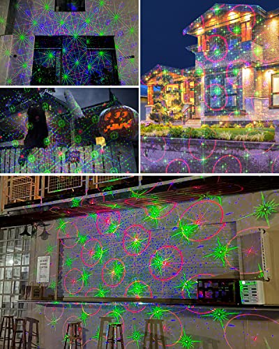 Lunhoo 16 Patterns Christmas Moving Laser Lights, RGB Outdoor Laser Projector, Garden Christmas Decorative Lights for Indoor, Outdoor, Home, Garden