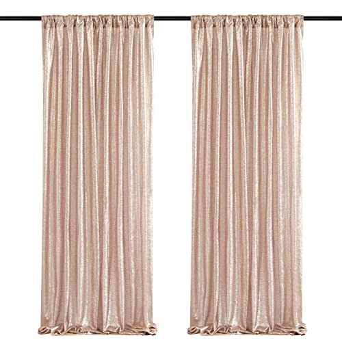 Wedding Sequin Backdrop Curtain 2 Panels 2ftx8ft Champagne Blush Sparkly Sequin Background Fabric Stage Arch Drapes Decoration