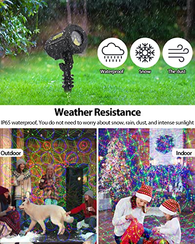 Lunhoo 16 Patterns Christmas Moving Laser Lights, RGB Outdoor Laser Projector, Garden Christmas Decorative Lights for Indoor, Outdoor, Home, Garden