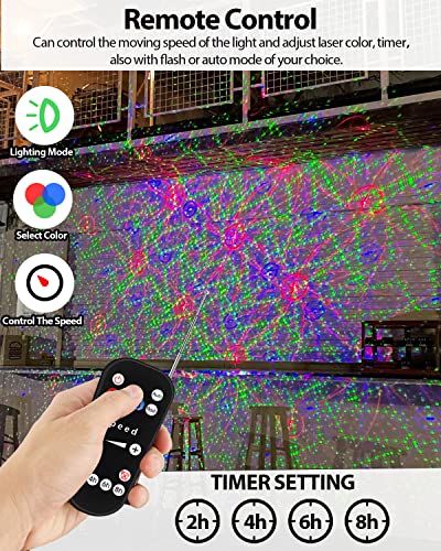 Lunhoo 16 Patterns Christmas Moving Laser Lights, RGB Outdoor Laser Projector, Garden Christmas Decorative Lights for Indoor, Outdoor, Home, Garden