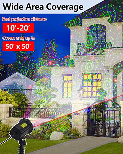 Lunhoo 16 Patterns Christmas Moving Laser Lights, RGB Outdoor Laser Projector, Garden Christmas Decorative Lights for Indoor, Outdoor, Home, Garden