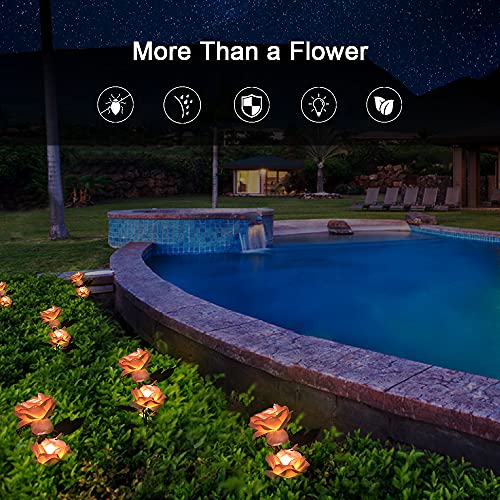MIKK Solar Garden Stake Flower Lights, 2pack Outdoor Decorative Floral Lights, LED Artificial Waterproof Yard In-Ground Lights Lights for Garden Lawn Patio Backyard.(Pink Rose)