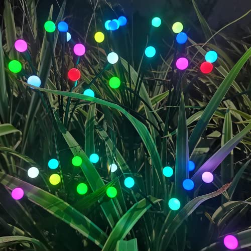 Solar Garden Light,Firefly lights,Starburst Swaying Light-Swaying When Wind Blows,8 LED Bulbs,Color Changing RGB Light,Solar Outdoor Waterproof Light for Yard,Vest,Pathway,Garden Decor (6-Pack)
