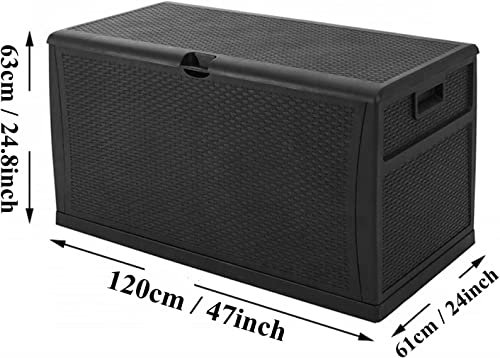 DACUN Safety Certification Large Deck Box Outdoor Storage Boxes 120 Gallon / 460L Waterproof & Lockable Storage Container Box for Patio Furniture, Outdoor Cushions, Garden Tools & Pool Supplies