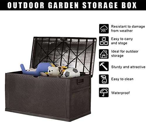 DACUN Safety Certification Large Deck Box Outdoor Storage Boxes 120 Gallon / 460L Waterproof & Lockable Storage Container Box for Patio Furniture, Outdoor Cushions, Garden Tools & Pool Supplies