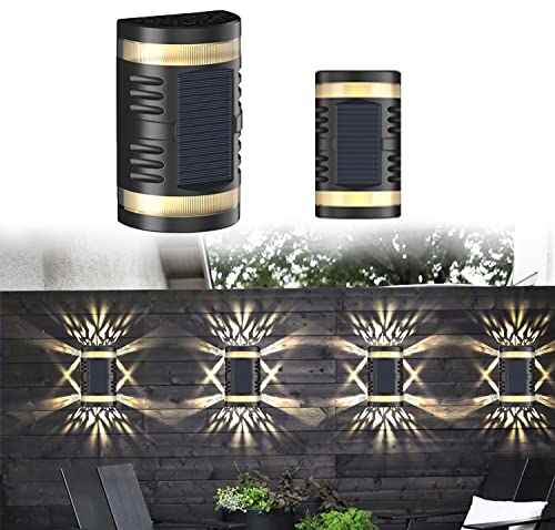 JIALUX Solar Fence Lights,1 Pack Garden Sloar Light [Warm Light/2500K] Solar Outdoor Lights for Garage Landscape Backyard Garden