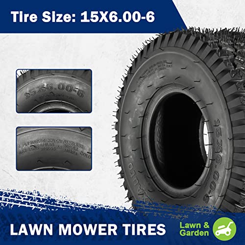 MaxAuto Lawn & Garden Tire 15X6-6 4PR Tubeless, 2Pcs