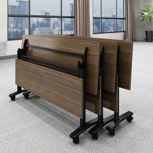 Conference Table Set of 3, Foldable Meeting Table Set with Modesty and Lockable Wheels, Meeting Seminar Table Multifunctional Computer Desk for Home, Office, Conference Room (55.11x19.68x29.52IN)