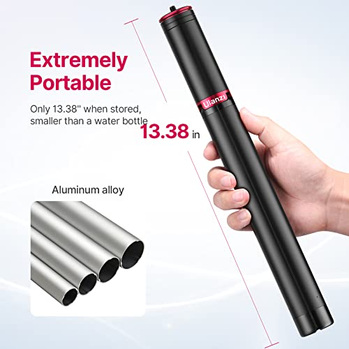 MT-54 Portable Adjustable 5ft Light Stand Tripod, Height 2ft to 5ft, Metal Stand for Small Photography Lights, Webcams, Cameras, 360º Rotating Mount, Aluminum Lightweight, with a Free Phone Mount