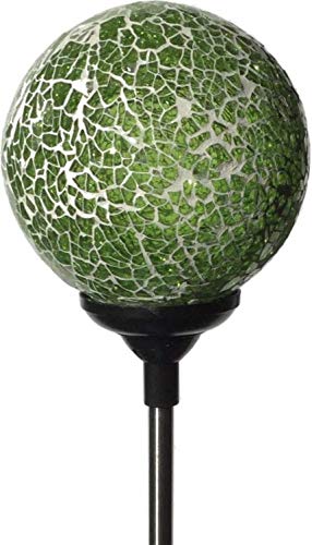 Solar Green Mosaic Glass Ball Light (Farm Green Color), Garden Decor Landscape Globe Stake Multi-Color Color Change Yard LED Lamp Light