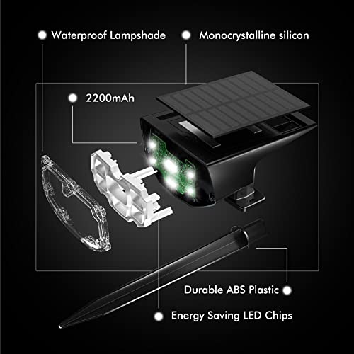 SubJingle Solar Outdoor Spotlights IP68 Waterproof, Auto ON/Off Solar Landscape Spotlights 2-in-1 Wireless Solar Landscape Lights for Yard Garden Flag Pool Patio Driveway Walkway 6 Pack Cold White