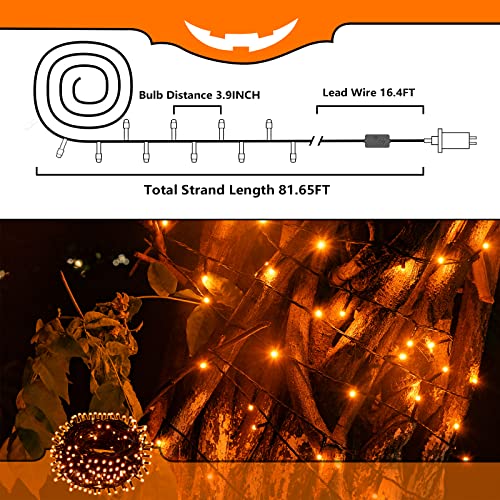Vanthylit Halloween Decorations, 81.7Ft 200LT Halloween String Lights with Music Sync Spooky Sounds Lighted Halloween Fairy Lights for Indoor and Outdoor Patio Lawn Garden (Orange)