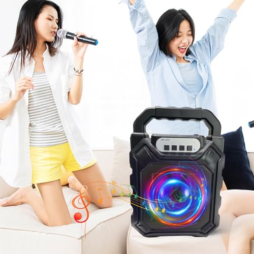 GBSELL Wireless Bluetooth Speaker, Outdoor Portable Stereo with Colourful Running Lights, Portable Mini Stereo, 18-Hour Playtime Outdoor Speaker for Home Party (Black)