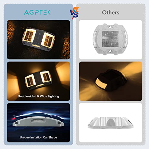 AGPTEK Solar Driveway Lights 4 Pack, Solar Deck Lights Outdoor Dock Marine Lights LED Dock Lights Solar Powered Waterproof Driveway Marker Lights for Warning Step, Sidewalk, Pathway, Garden, Yard