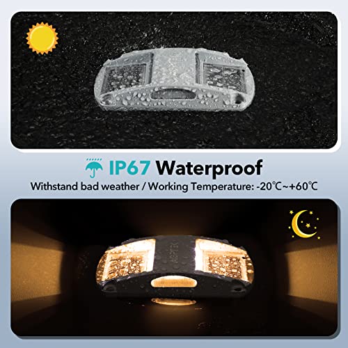 AGPTEK Solar Driveway Lights 4 Pack, Solar Deck Lights Outdoor Dock Marine Lights LED Dock Lights Solar Powered Waterproof Driveway Marker Lights for Warning Step, Sidewalk, Pathway, Garden, Yard