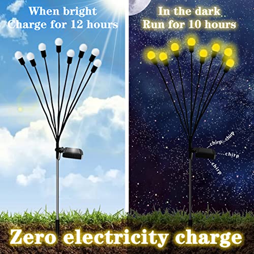 GIIOASA 8-LED Firefly Solar Garden Lights, Starburst Swaying Light, Outdoor Waterproof Camping lamp, Firefly Path Lights, Decorative Solar Garden Lights(with Crickets Chirping)