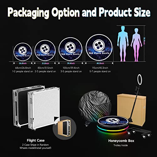 YCKJNB 360 Photo Booth 39.4" Machine with Flight Case,5 People Stand,Free Custom Logo with Extra Replacement Accessories,Software APP Control, Rotating Platform Auto Slow Motion Spinner Camera Booth