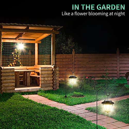Viewsun Upgrade Hanging Solar Lights, 34 Inch Warm White Shepherd Hook Lights Waterproof Outdoor Decorative Solar Lantern Lights for Garden Decor, Pathway, Front Porch, 2 Pack