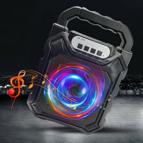 GBSELL Wireless Bluetooth Speaker, Outdoor Portable Stereo with Colourful Running Lights, Portable Mini Stereo, 18-Hour Playtime Outdoor Speaker for Home Party (Black)