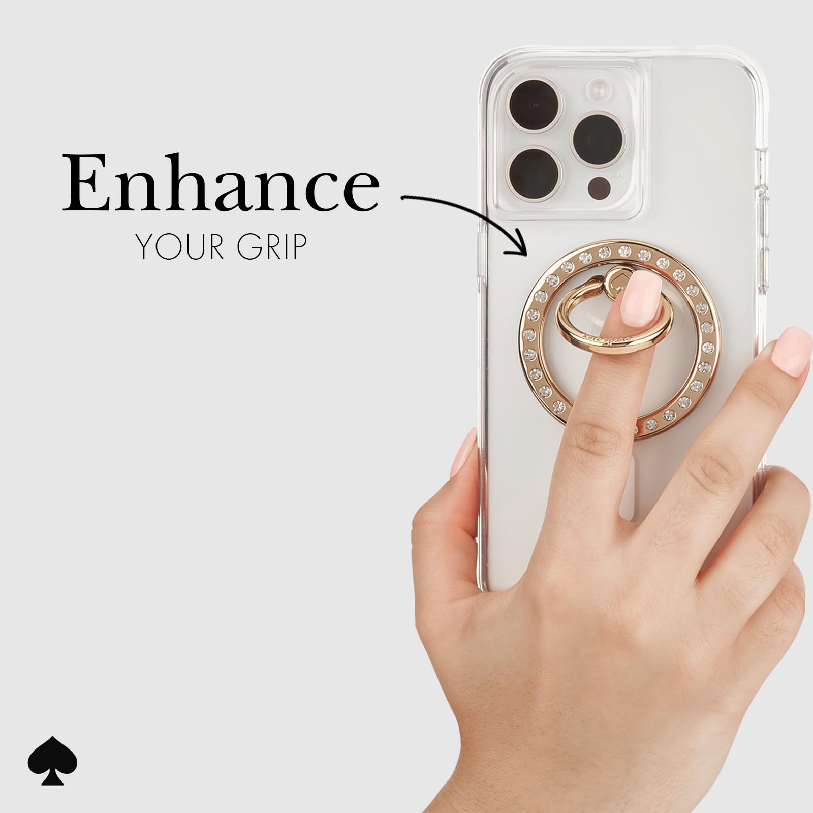 kate spade new york Magnetic Phone Ring Grip with Stand - Removable and Collapsible - Set in Stone