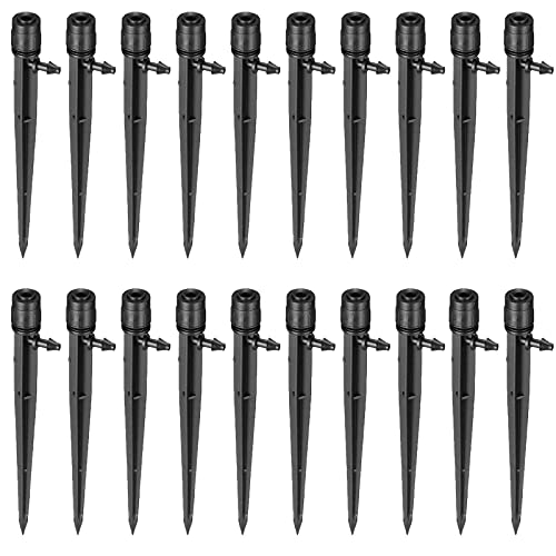 YDJoo Irrigation Drippers 25 Pack Adjustable 360 Degree Full Circle Pattern Water Flow Irrigation Drip Emitters Micro Spray Fan Shape Drip Irrigation for 4mm/7mm Hose Tube for Garden Flower(Black)