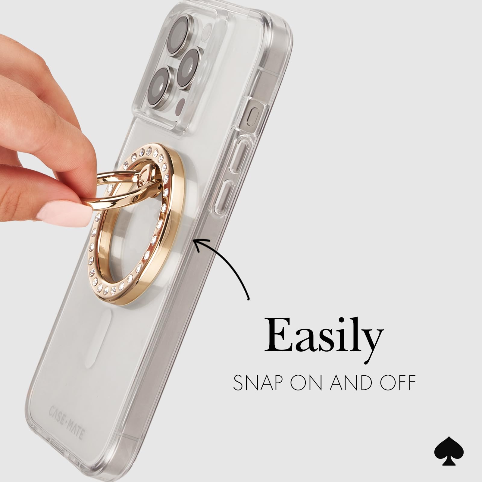 kate spade new york Magnetic Phone Ring Grip with Stand - Removable and Collapsible - Set in Stone