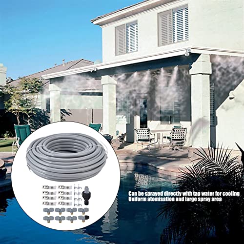Emoshayoga Garden Sprayer Pipe Set, Humidification 15m/49.2ft Professional Garden Hose Set Low Pressure Cooling Atomization for Outdoor
