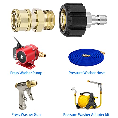 Pressure Washer Adapter Set, 2 Pair M22 Pressure Washer Quick Connect, M22 (M22-14MM) to 1/4'' Quick Connect Couplers, Hose Adapter for Power Washer Hose, 5000 PSI