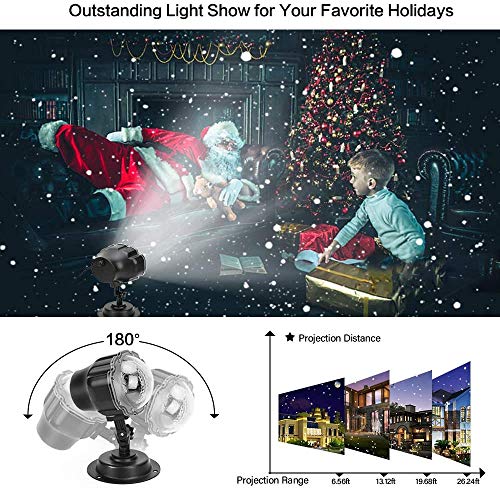 Syslux Christmas Snowfall Projector Lights, Indoor Outdoor Holiday Lights with Remote Control White Snow for Halloween Xmas Party Wedding Garden Landscape Decoration(Snow Spots)