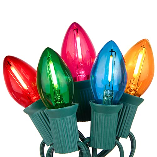 C7 Easter Lights Christmas String Lights 25Ft Christmas LED String Lights Outdoor with 27 Clear Multicolor Bulbs, Led Vintage Christmas Lights for Outdoor Xmas Garden Wedding Party Decor