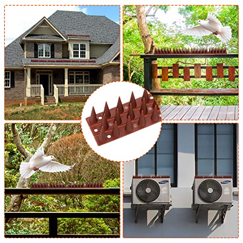 MECCANIXITY Bird Spikes 13 Inch Plastic Deterrent Spikes for Anti Cat Pigeon for Outdoor Keep Bird Away (Cream, Pack of 12)