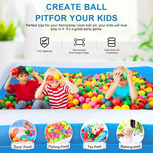 HideRacoon Kiddie Pool Family Inflatable Swimming Pool for Adults, 118" X 69" X 22" Swimming Pools, Oversized Pool Outdoor Blow Up Above Ground Pool for Backyard, Garden