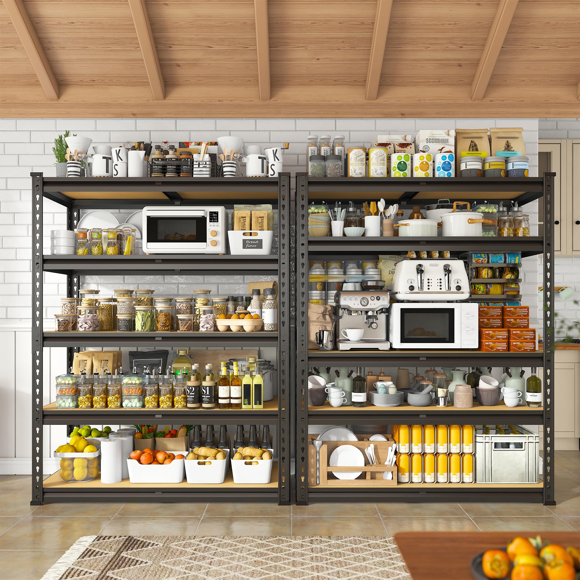 REIBII 2000LBS Garage Shelving Heavy Duty 72''H Storage Shelves 5 Tier Metal Shelves, Adjustable Metal Shelving Unit for Basement Pantry 35.5" W x72 H x 15.8" D, 2Pack