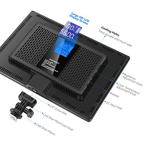 Neewer 13" Led Video Light Panel Lighting Kit, 2-Pack Dimmable Bi-Color Soft Lights with Light Stand, Built-in 8000mAh Battery, 3200K~5600K CRI 95+ 2400Lux for Game/Live Stream/YouTube/Photography