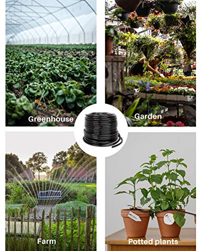 MoHern Drip Irrigation Tubing, 100 Feet 1/4 Inch Drip Line Irrigation Hose with 20 Pcs Drip Irrigation Parts, Drip Irrigation Kit