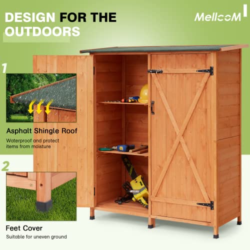 MELLCOM Outdoor Storage Shed, 63β Wood Garden Shed with Double Lockable Doors, Weather Resistant Tool Shed Organizer for Patio, Garden, Backyard, Lawn