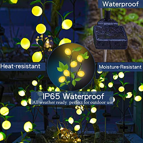 TONULAX Solar Garden Lights - Solar Lemon Tree Lights with Larger Solar Capacity, Solar Decorative Lights Outdoor for Pathway, Patio, Front Yard Decoration, Super Realistic Lemon(2 Pack)