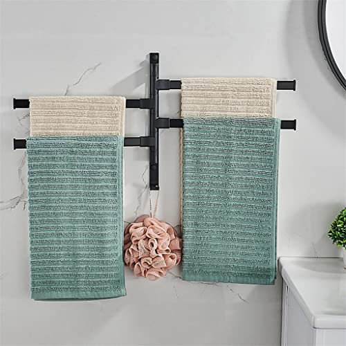 n/a Bathroom Aluminum Towel Rack Rail Holder Black Swivel Rotating Hand Towel Bars Racks Wall Hanger Fixture Space Saving Hardware (Color : 3, Size