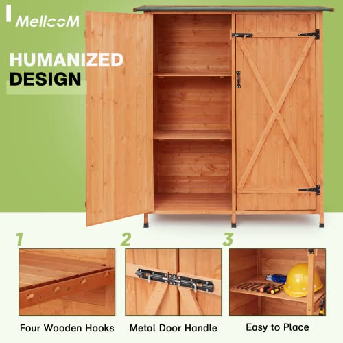 MELLCOM Outdoor Storage Shed, 63β Wood Garden Shed with Double Lockable Doors, Weather Resistant Tool Shed Organizer for Patio, Garden, Backyard, Lawn