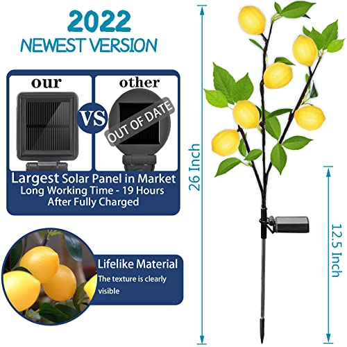 TONULAX Solar Garden Lights - Solar Lemon Tree Lights with Larger Solar Capacity, Solar Decorative Lights Outdoor for Pathway, Patio, Front Yard Decoration, Super Realistic Lemon(2 Pack)
