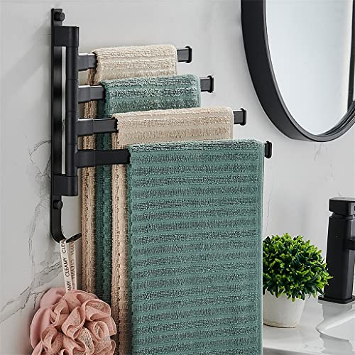 n/a Bathroom Aluminum Towel Rack Rail Holder Black Swivel Rotating Hand Towel Bars Racks Wall Hanger Fixture Space Saving Hardware (Color : 3, Size