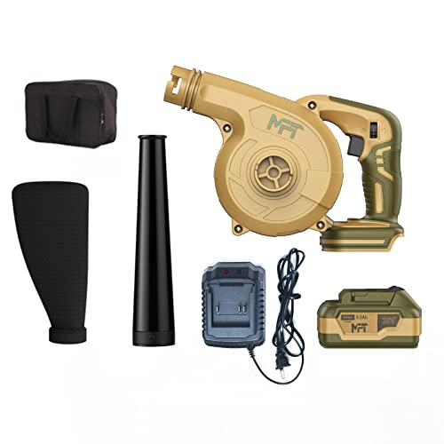 MFT Cordless Leaf Blower, 20V 4.0Ah 2-in-1 Compact Electric Leaf BlowerVacuum Cleaner Li-Ion Battery and Charger, Removable Tube, Lightweight, Suitable for Home, Garden, Garage and Car (DC401)