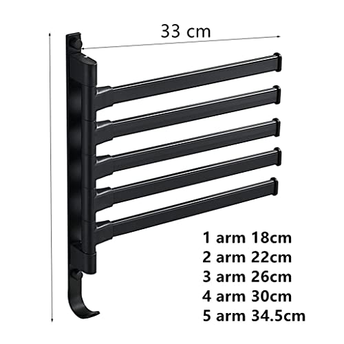 n/a Bathroom Aluminum Towel Rack Rail Holder Black Swivel Rotating Hand Towel Bars Racks Wall Hanger Fixture Space Saving Hardware (Color : 3, Size